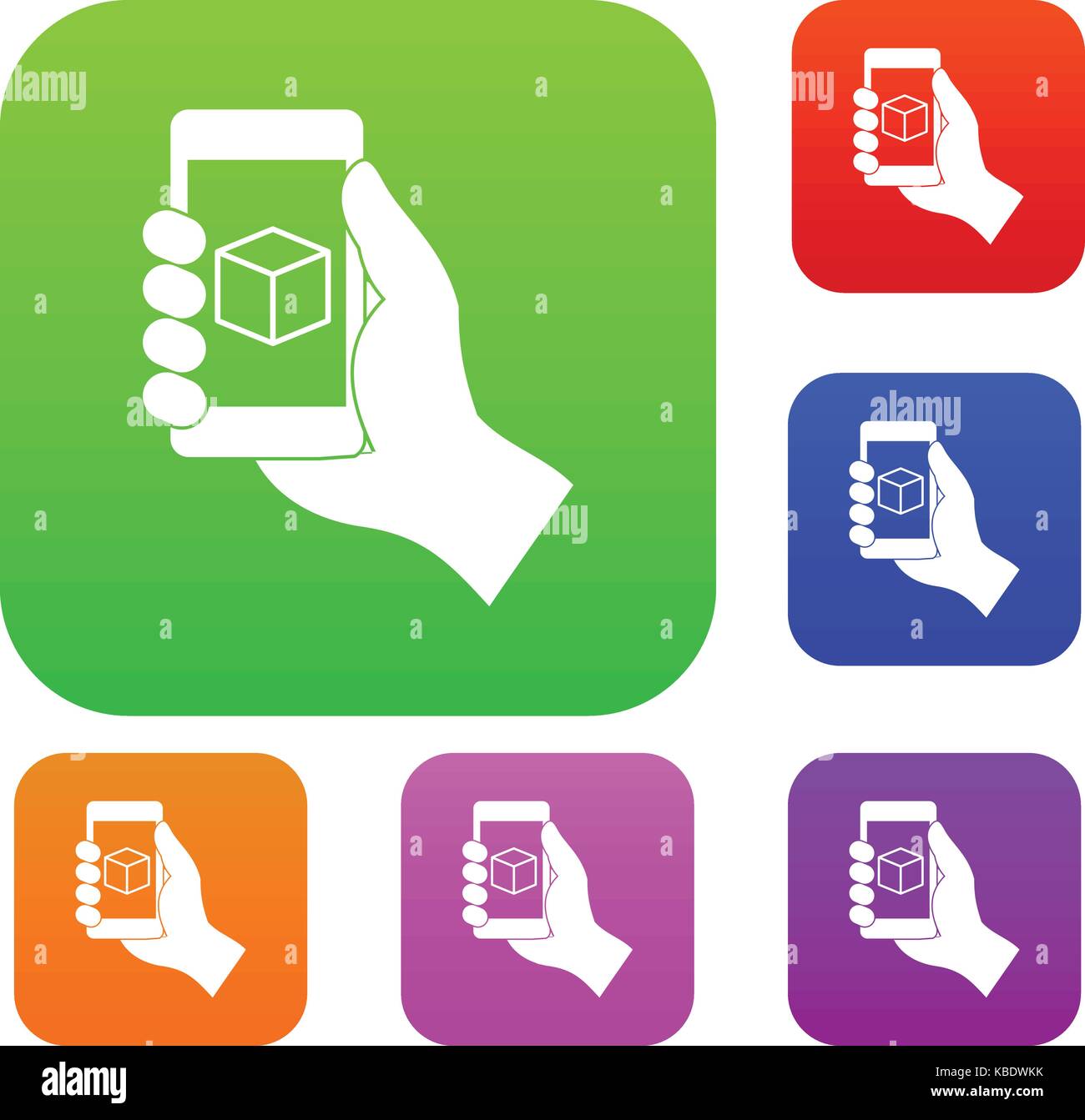 Smartphone with 3D model set color collection Stock Vector Image & Art ...