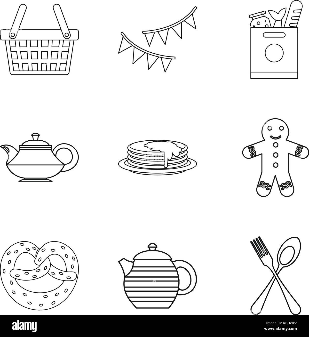 Outing icons set, outline style Stock Vector Image & Art - Alamy