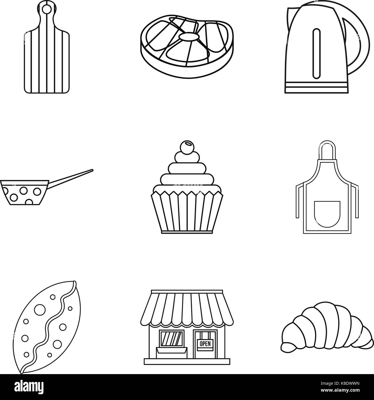 Cream bun icons set, outline style Stock Vector Image & Art - Alamy