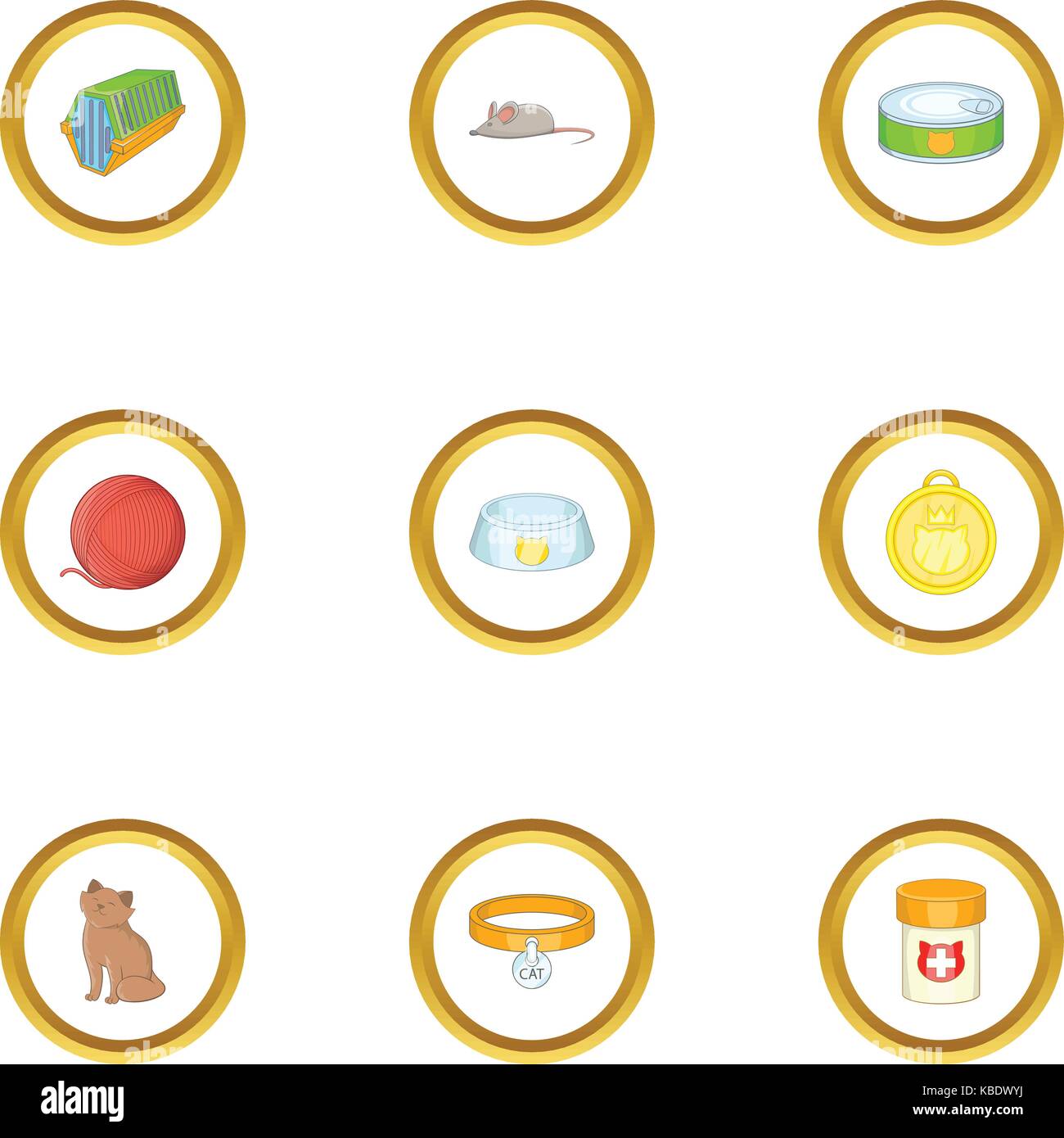 Cat care icons set, cartoon style Stock Vector Image & Art - Alamy