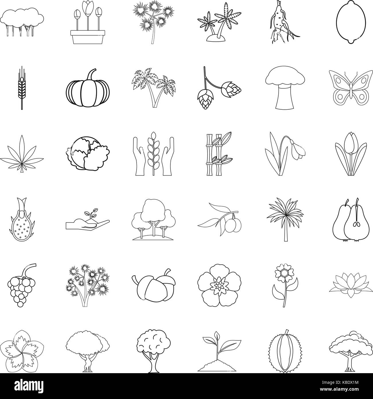 Flora icons set, outline style Stock Vector Image & Art - Alamy