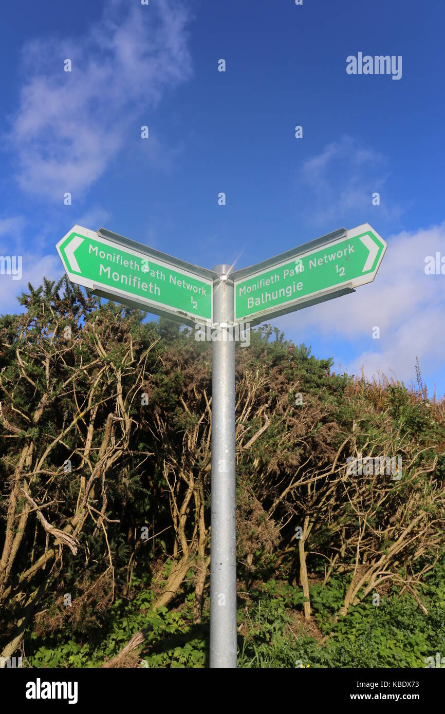 Sign on Monifieth path network near Balhungie Angus Scotland September ...