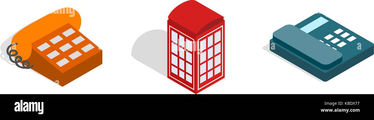 Telephone icon set, isometric style Stock Vector Image & Art - Alamy