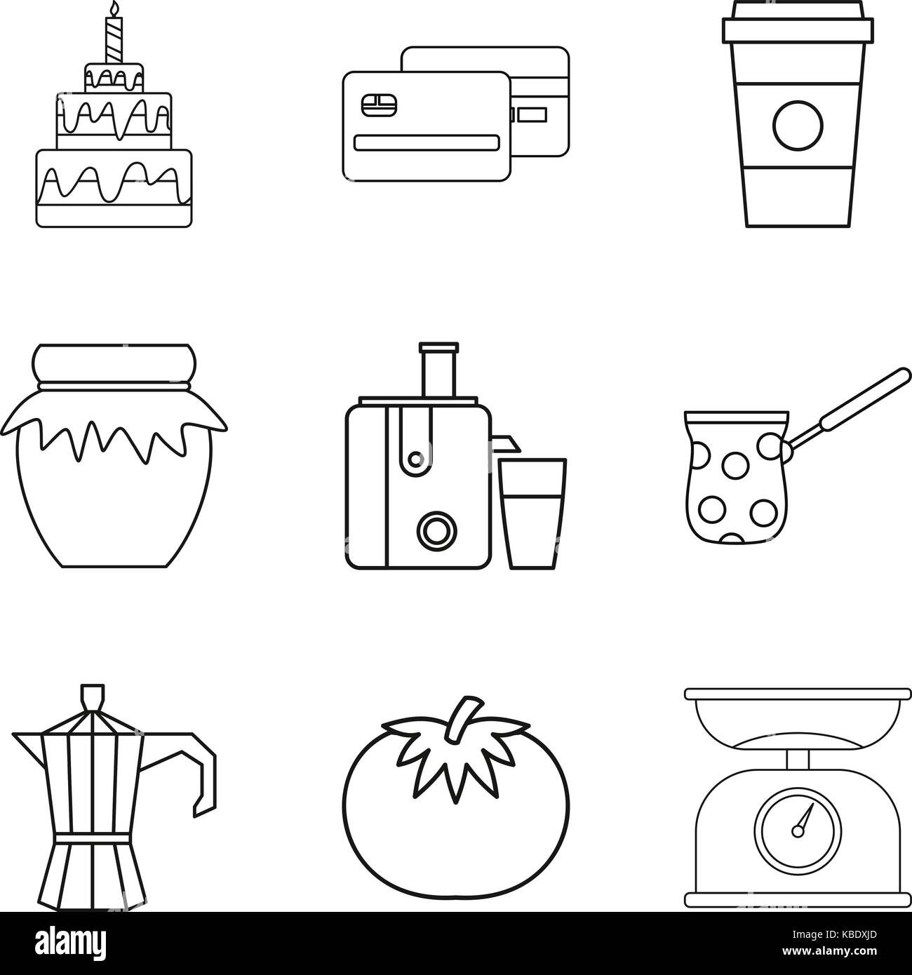 Topping icons set, outline style Stock Vector Image & Art - Alamy