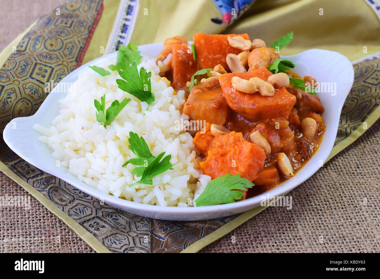 Ethiopian ragout with sweet potato, chicken and peanuts. Traditional ...