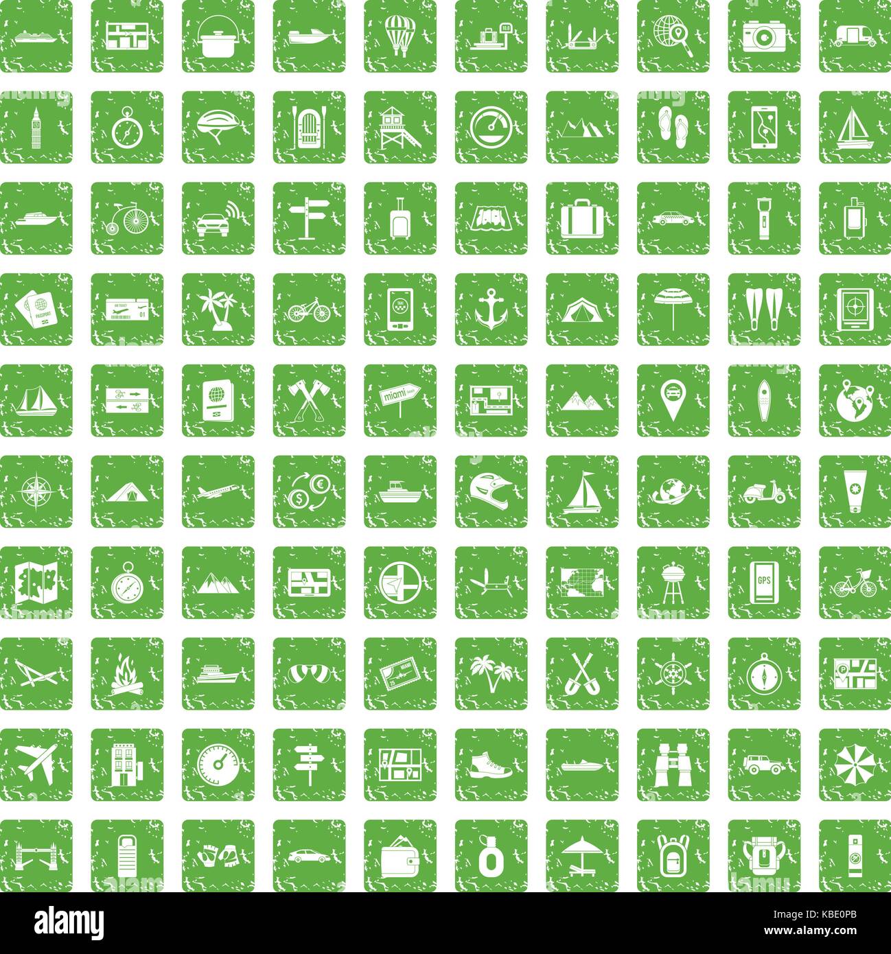 100 travel icons set grunge green Stock Vector Image & Art - Alamy