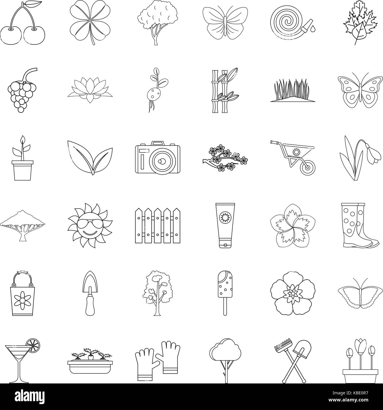 Flower icons set, outline style Stock Vector Image & Art - Alamy