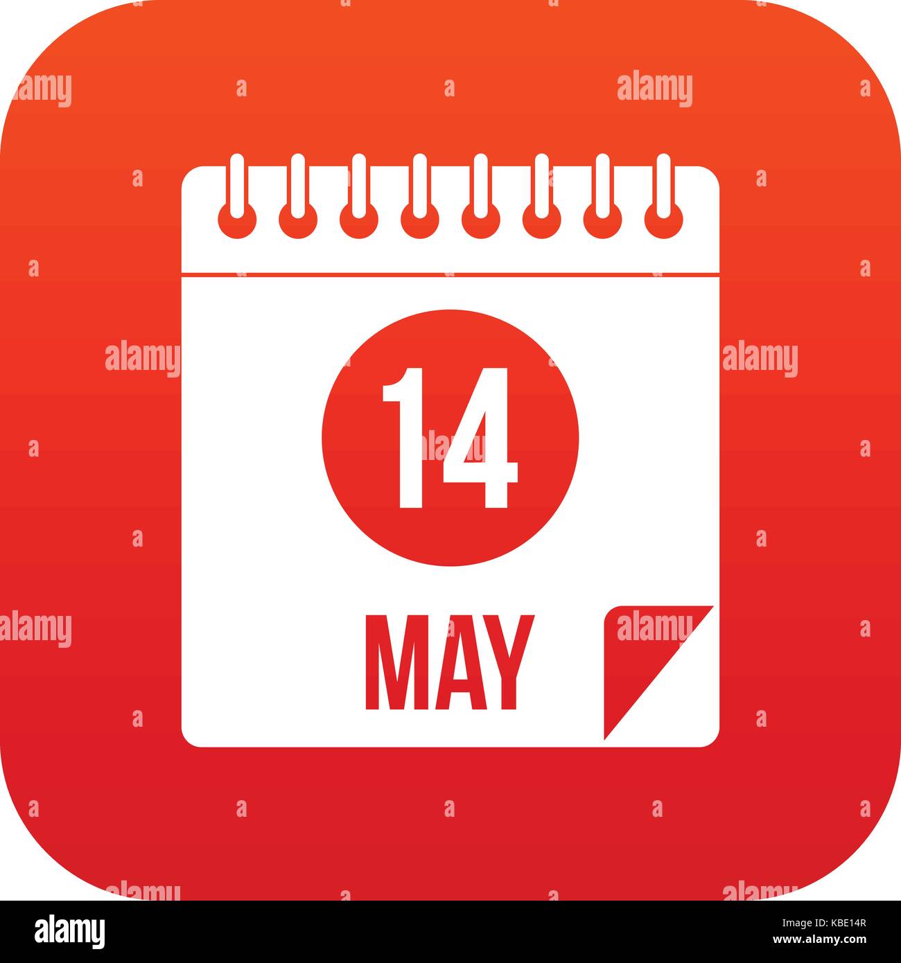 Spiral calendar page 14th of May icon digital red Stock Vector Image ...