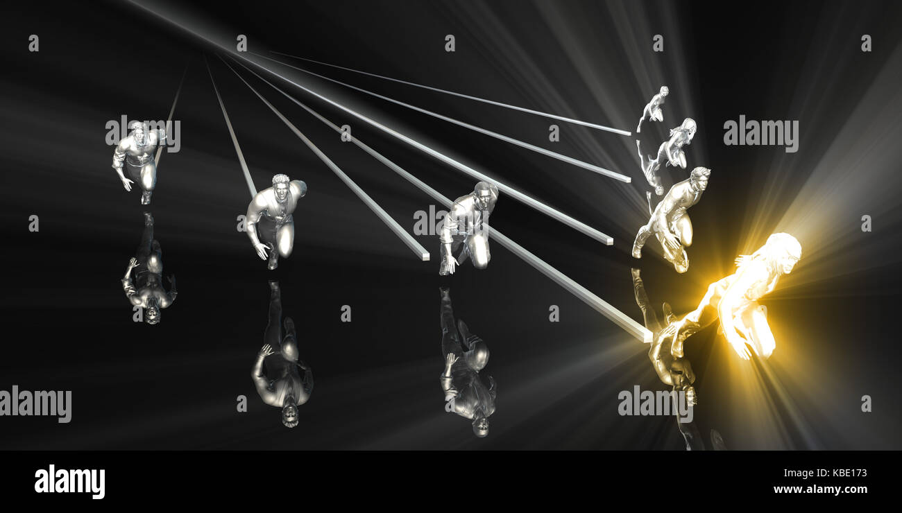 Leader Running Ahead of the Competition in 3d Stock Photo - Alamy