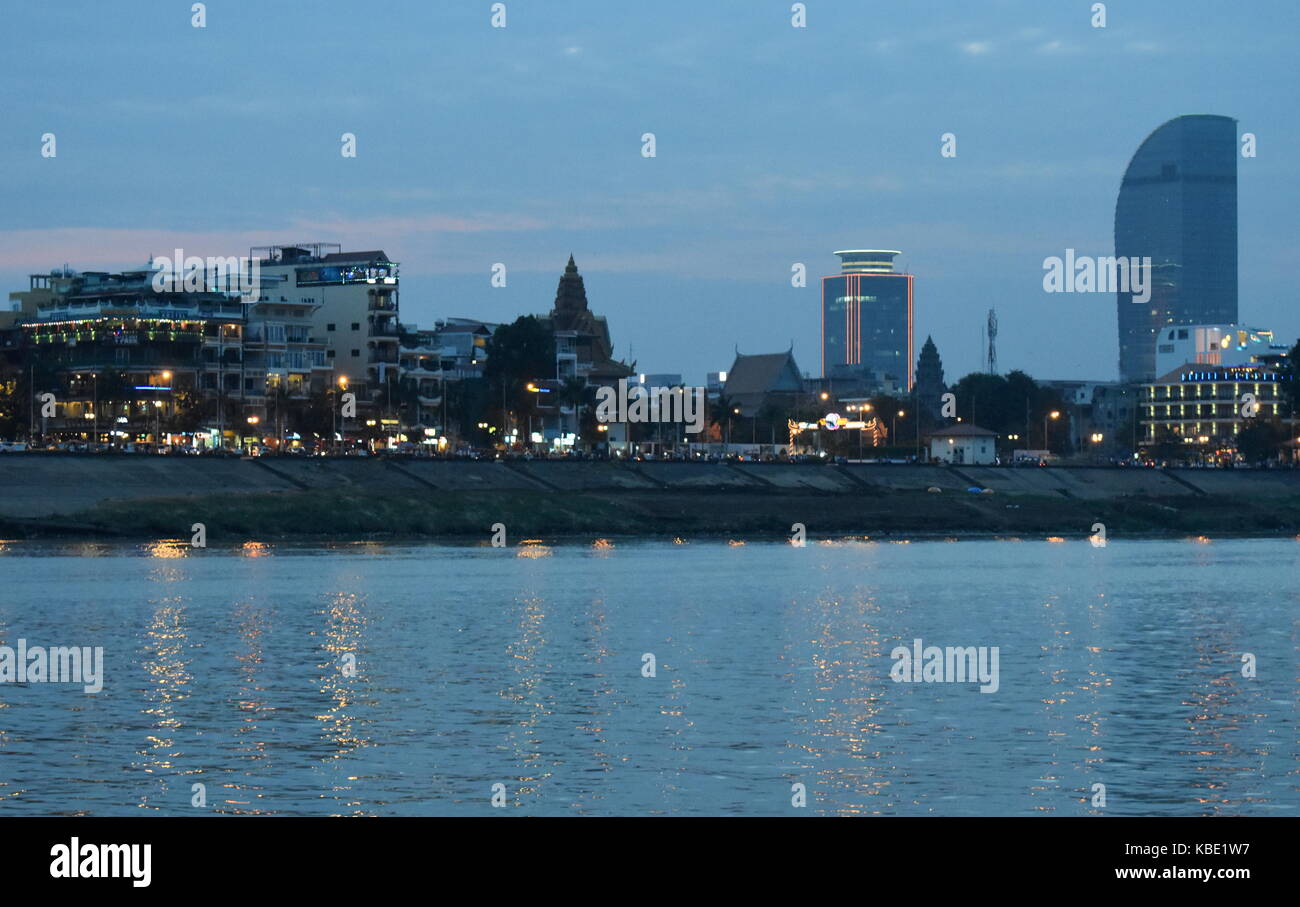 Phnom Penh city skyline from Mekong river - Cambodia Stock Photo - Alamy