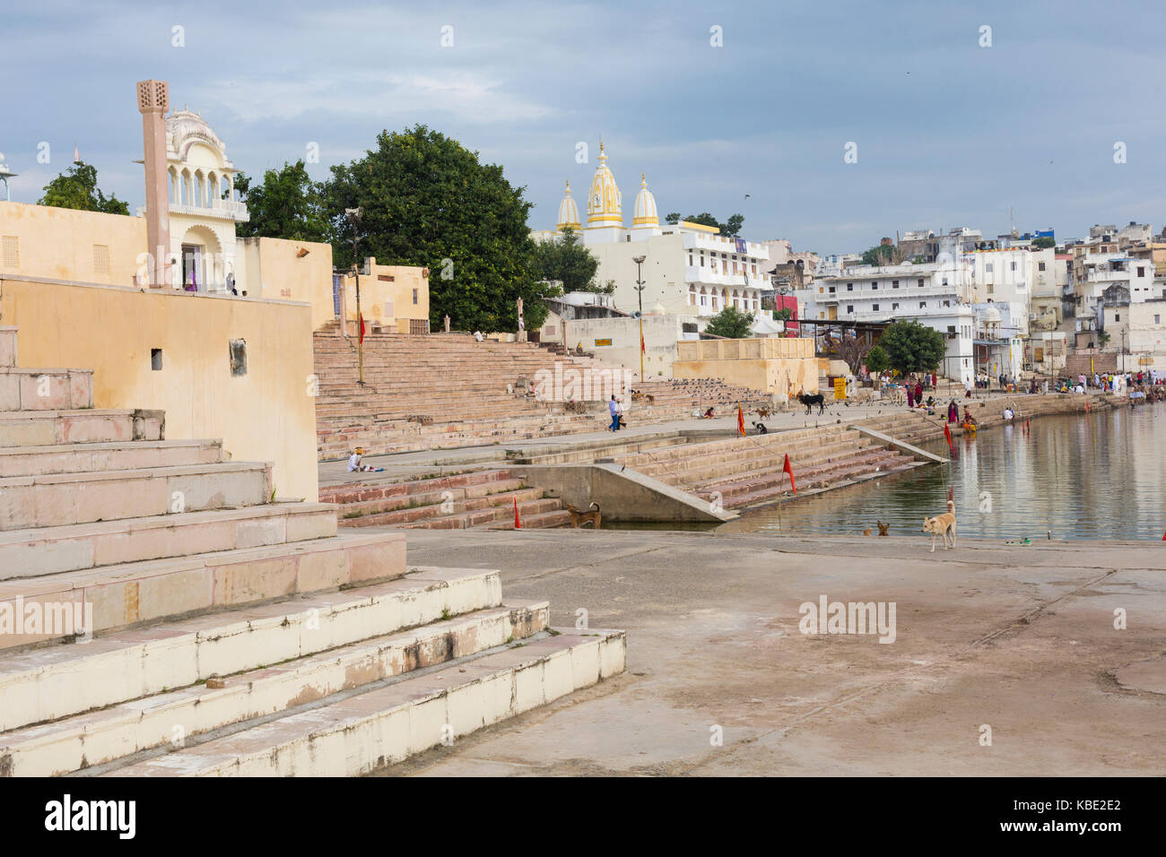 PUSHKAR, INDIA - SEPTEMBER 17, 2017: Hindu devotees pilgrims bathing in ...