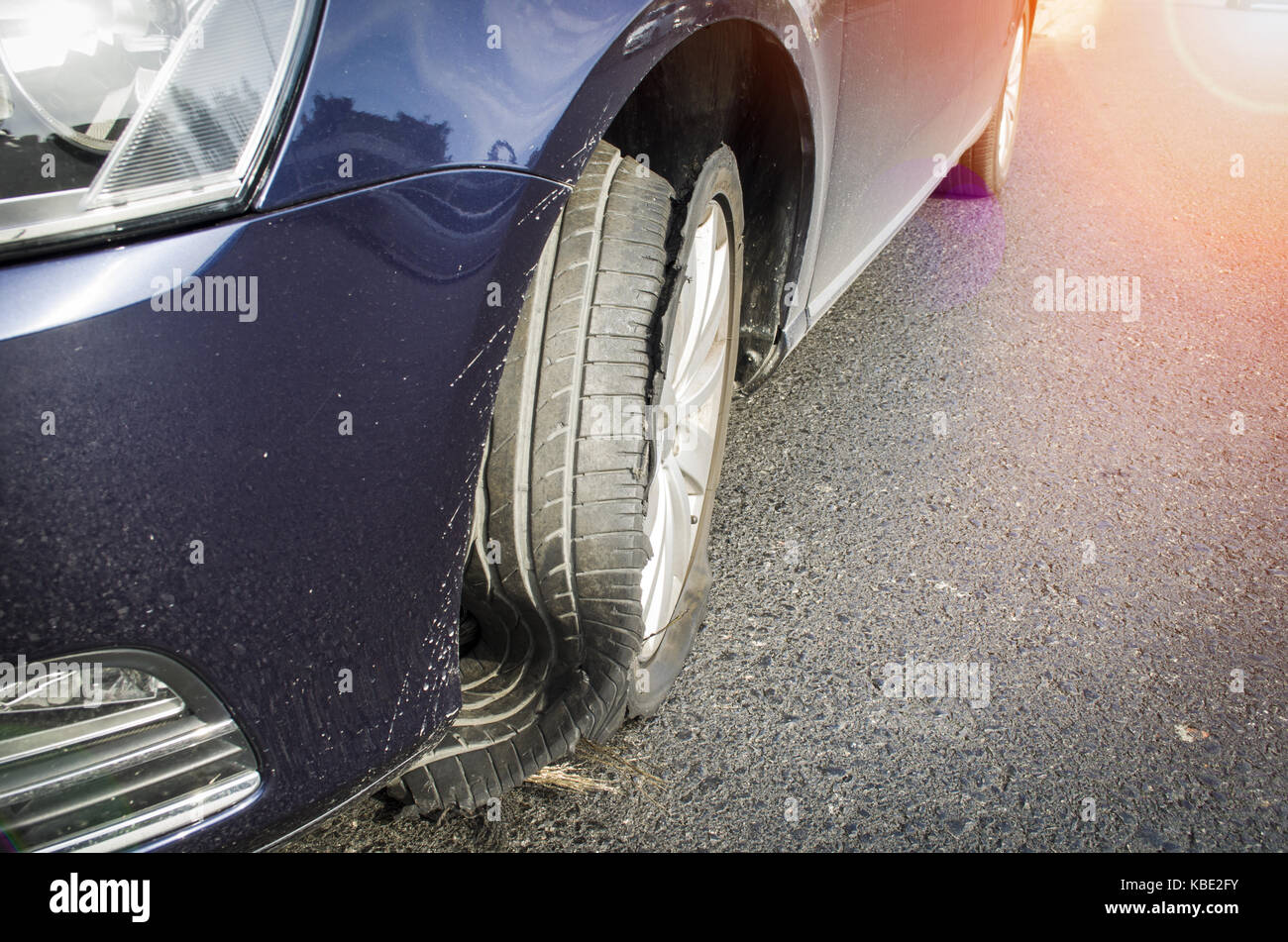 Blown tire hi-res stock photography and images - Alamy