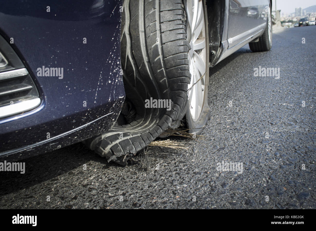Blown tire hi-res stock photography and images - Alamy