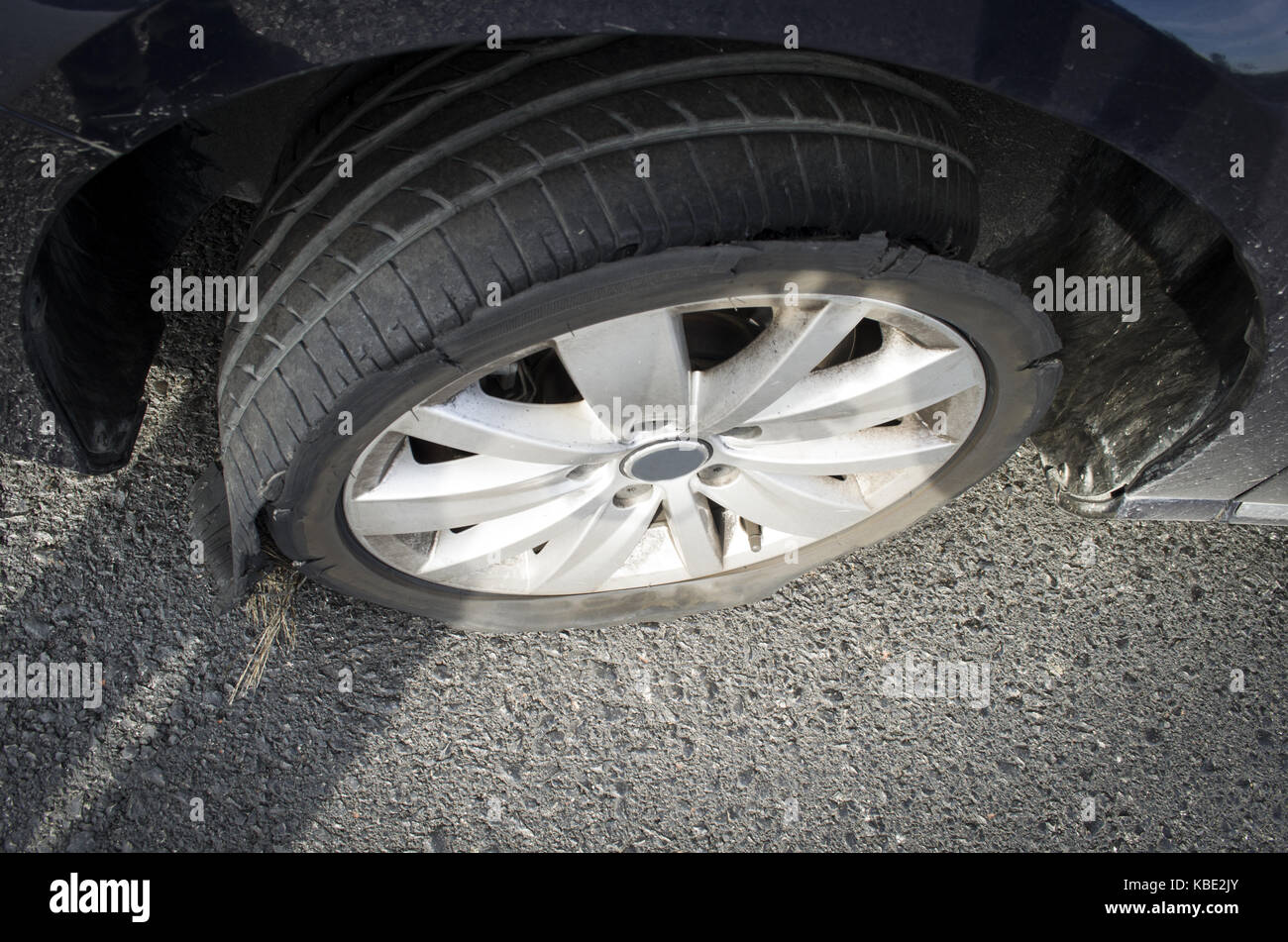 Blown tire hi-res stock photography and images - Alamy