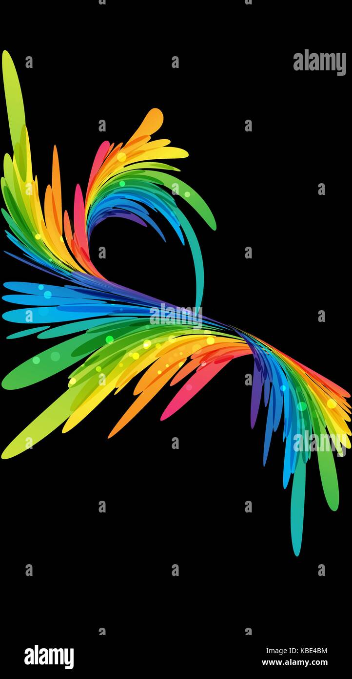 Abstract colorful branch on black background, bright element design ...