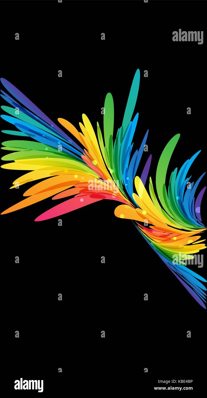 Colorful branch on black background, bright design element Stock Vector ...