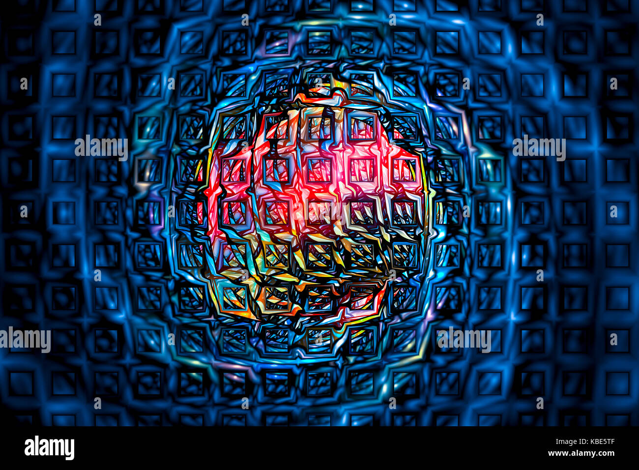 Colorful glowing alien technology, microprocessors and chips in space ...