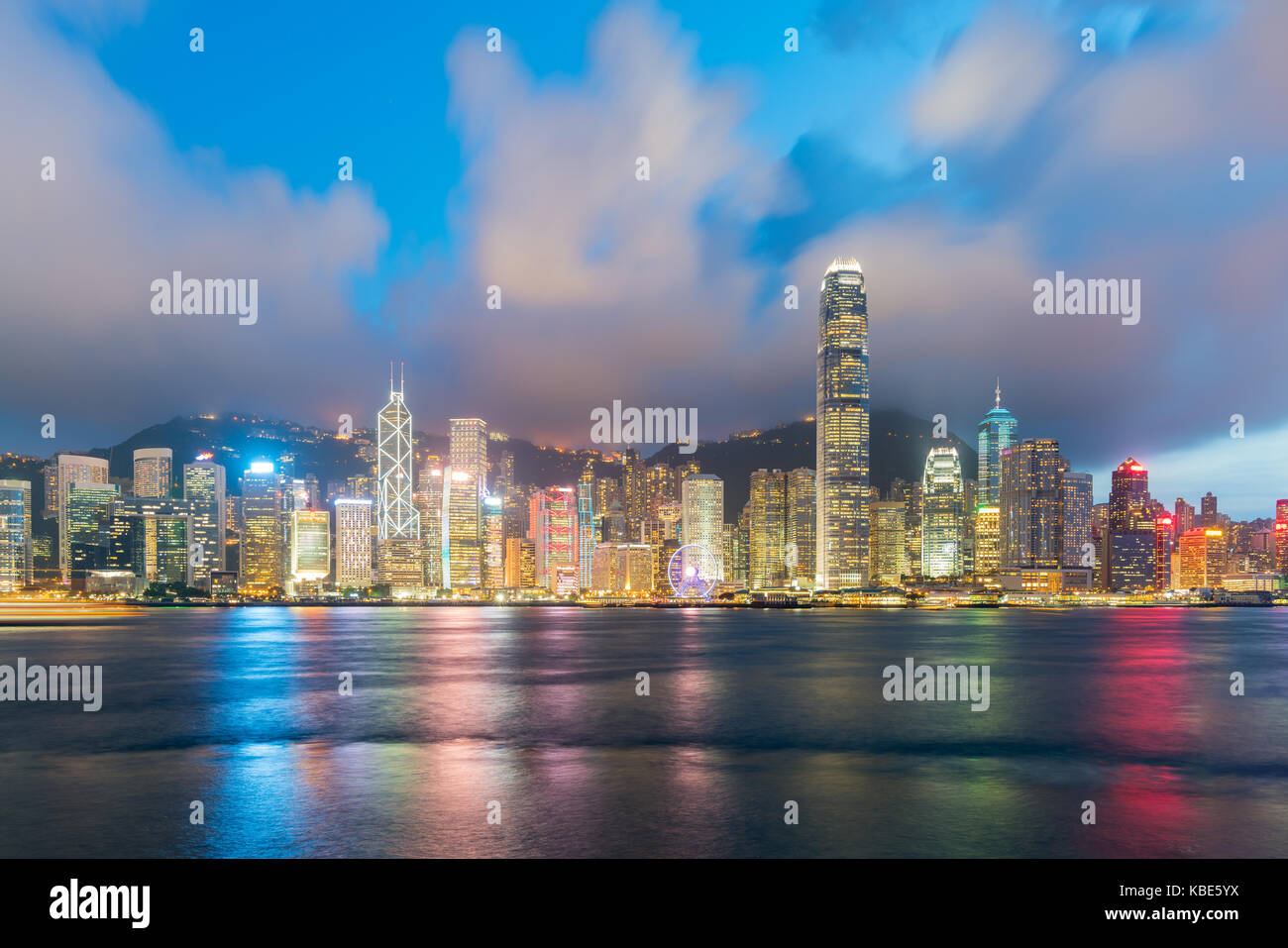 Night view of Victoria Harbour in Hong Kong. Asia Stock Photo - Alamy