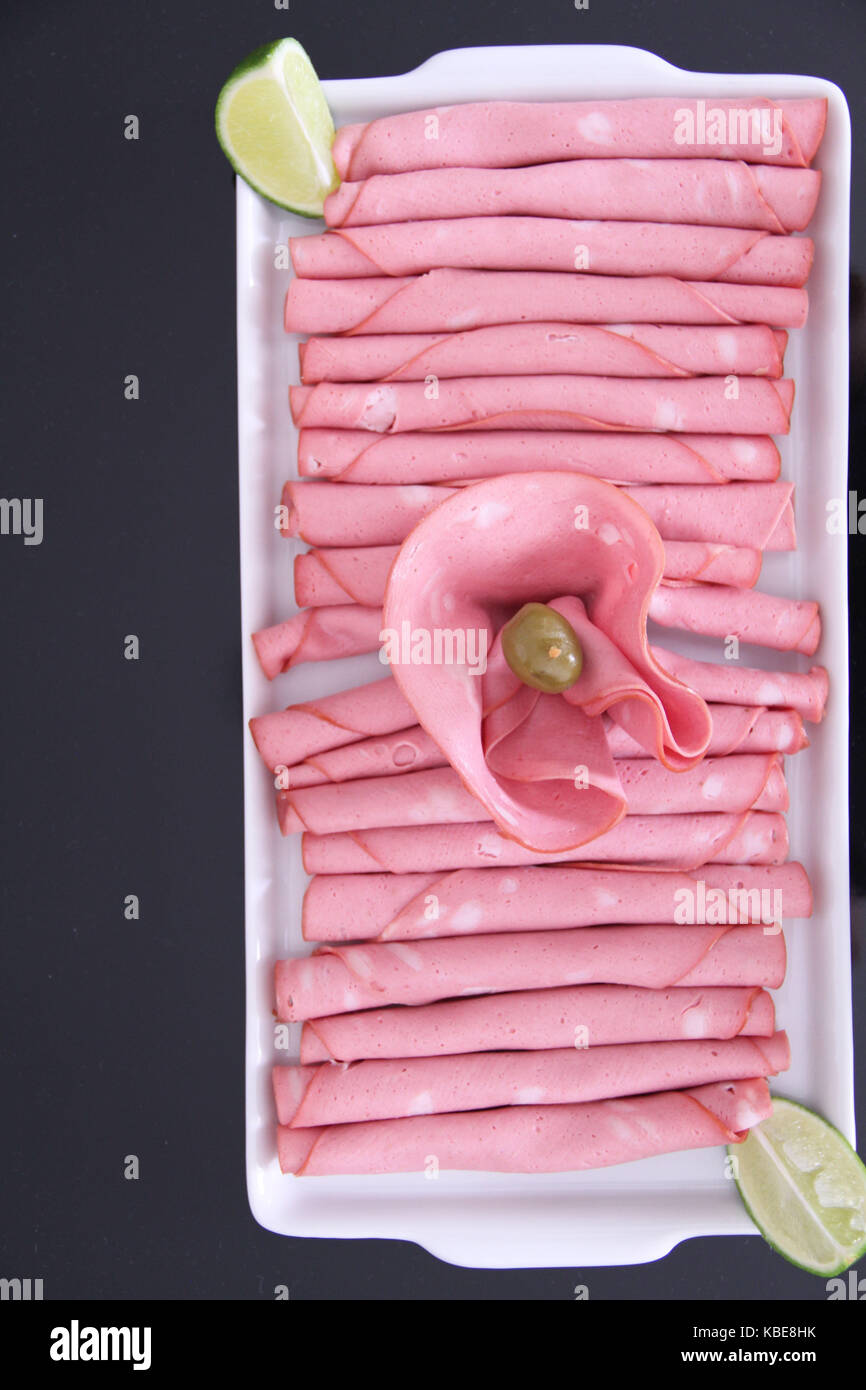 Mortadella, wrapped, olive, São Paulo, Brazil Stock Photo - Alamy