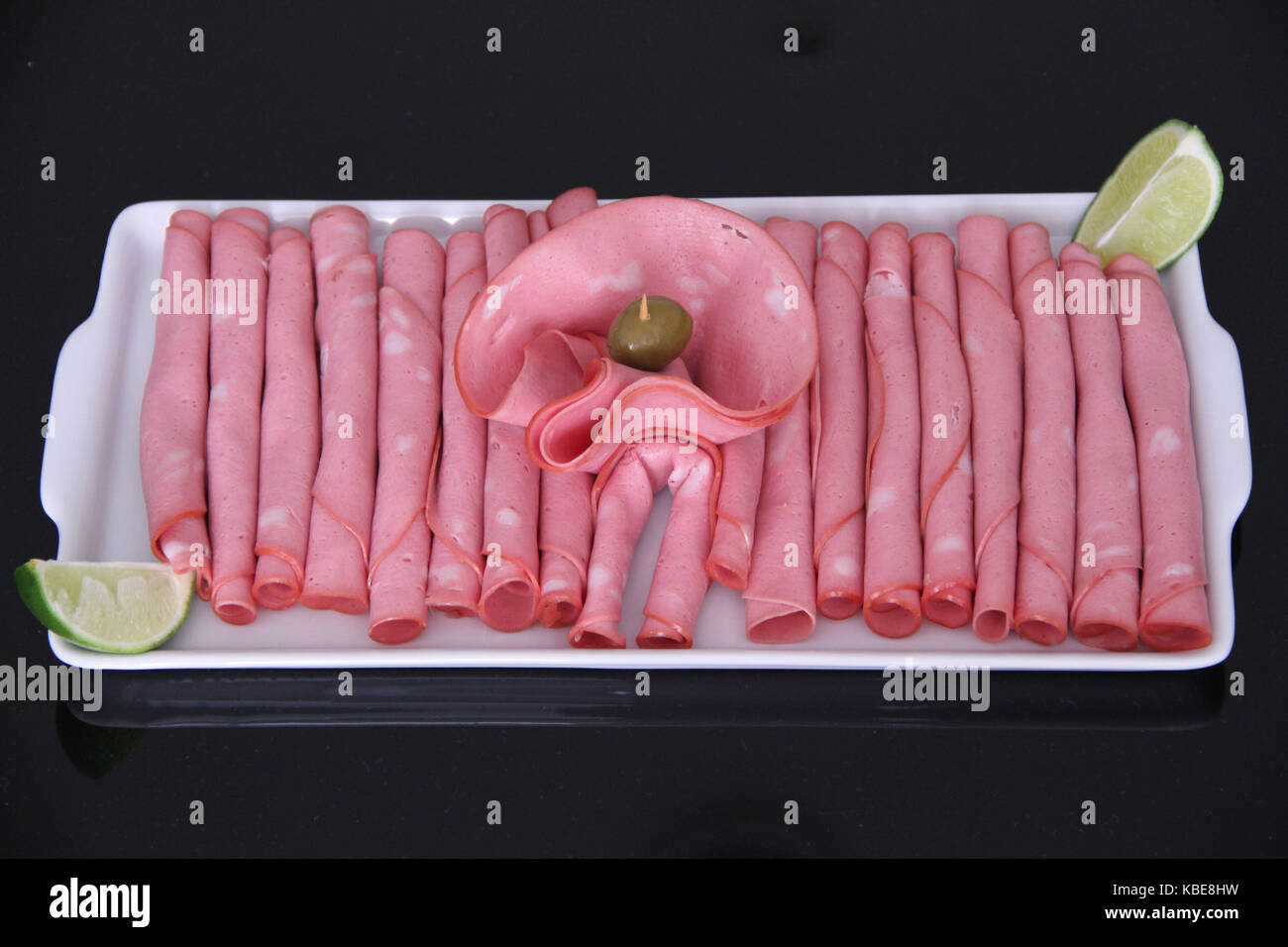 Mortadella, wrapped, olive, São Paulo, Brazil Stock Photo - Alamy