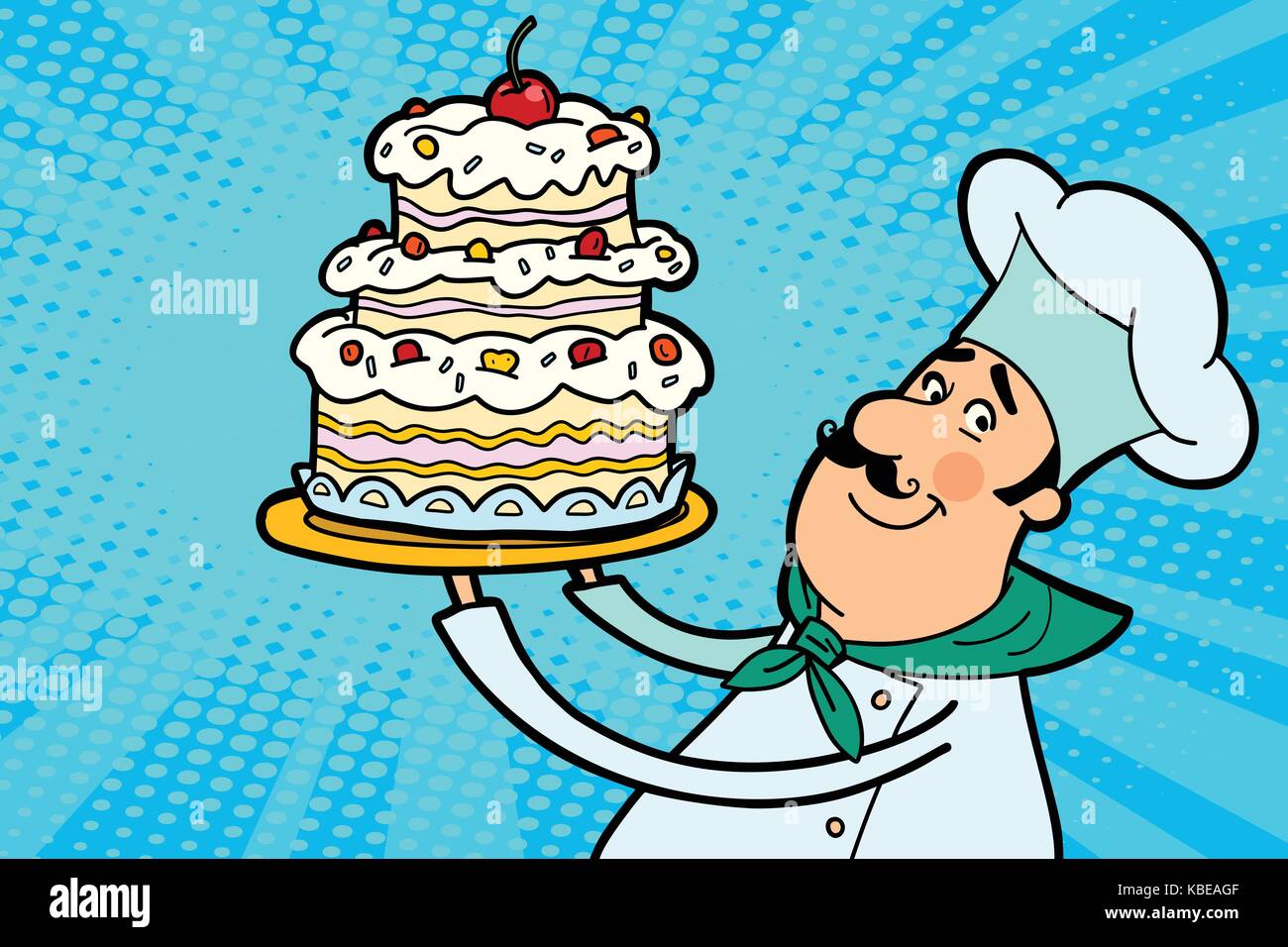 Chef cook character with cherry cake Stock Vector Image & Art - Alamy