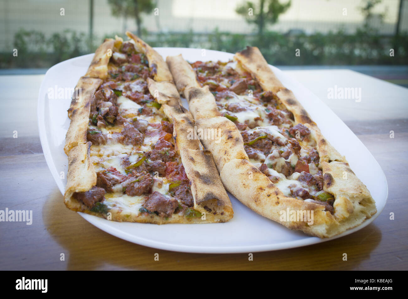 turkish traditional pita pide cheese and meat Stock Photo - Alamy