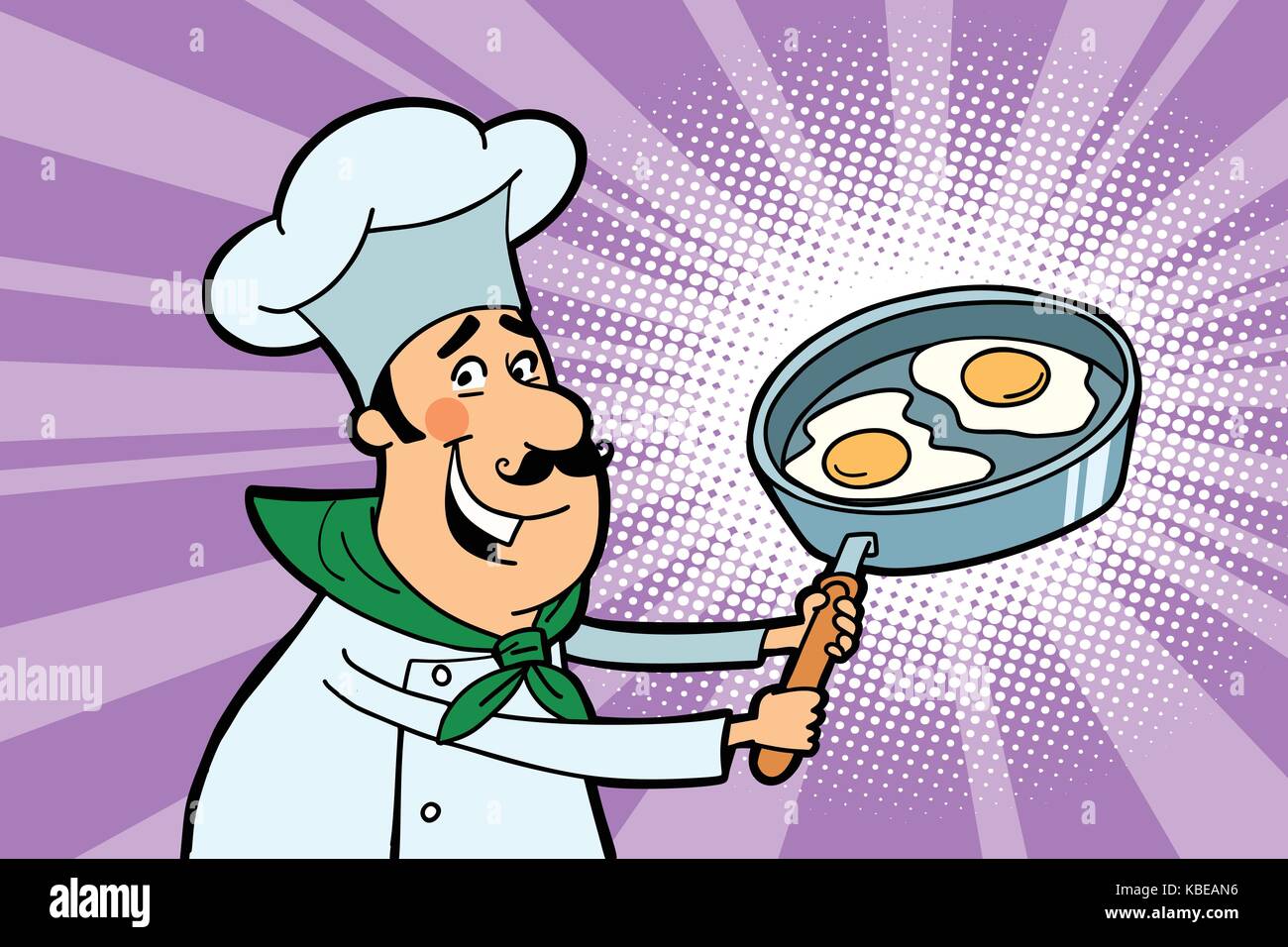 Chef cook character with fried eggs Stock Vector Image & Art - Alamy