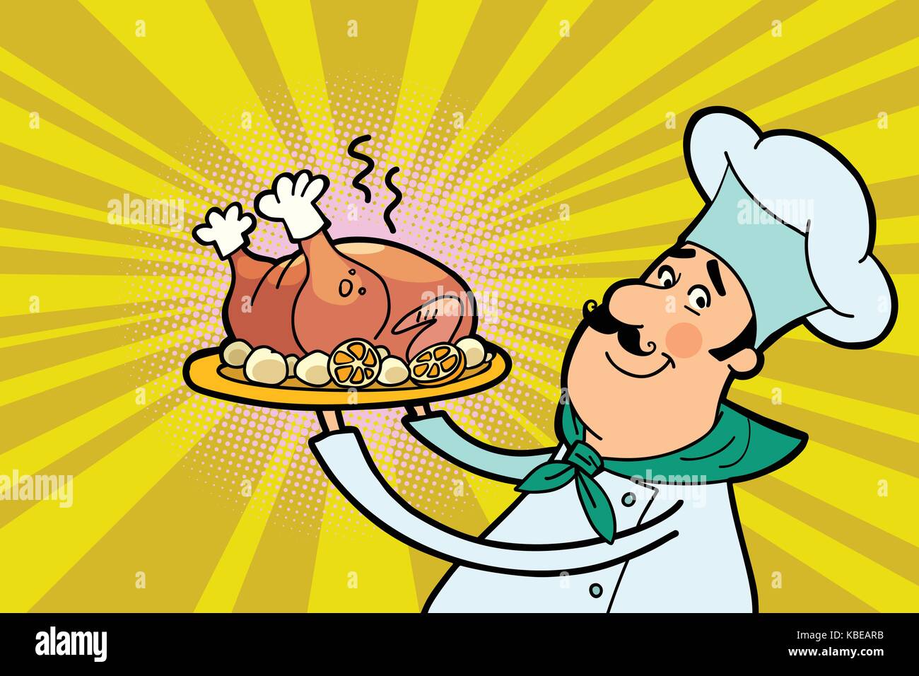 Chef cook character with roast poultry Stock Vector Image & Art - Alamy