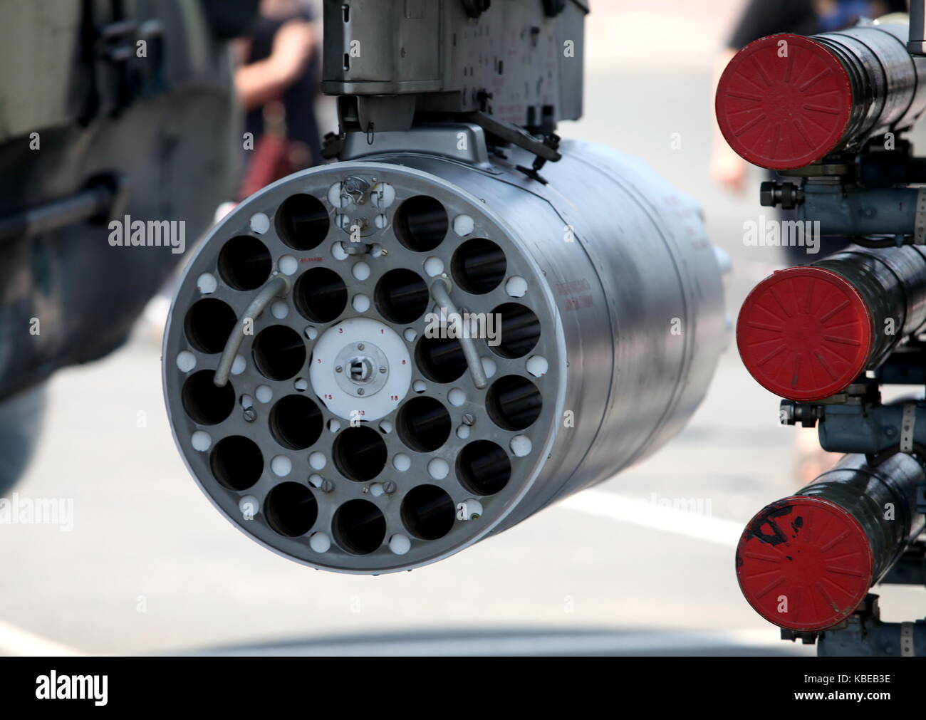 suspension container with rockets weapon attack helicopter Stock Photo ...