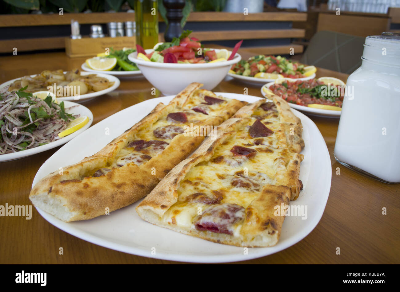 pide mixed pita traditional turkish pizza Stock Photo - Alamy