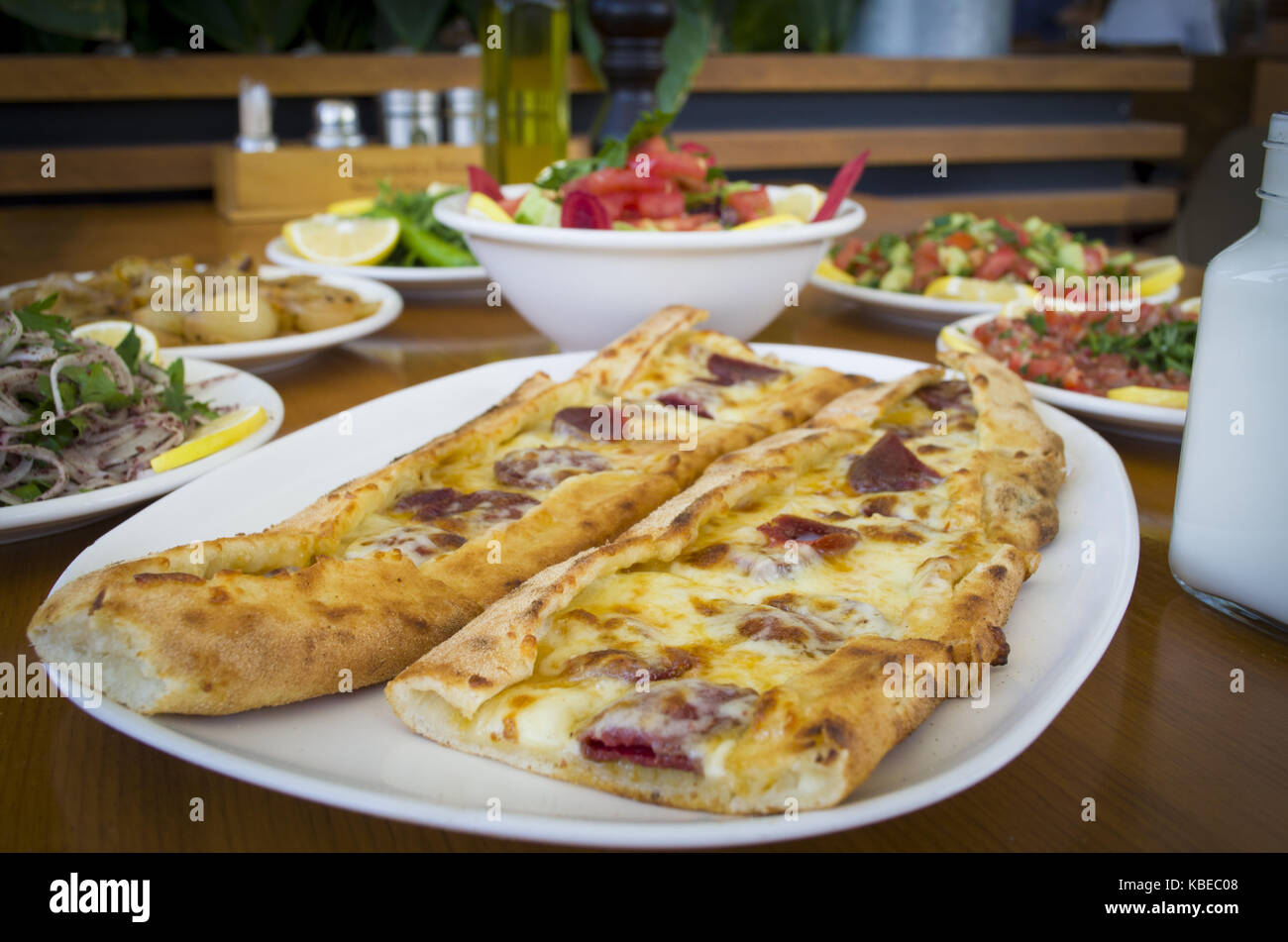 pide mixed pita traditional turkish pizza Stock Photo - Alamy