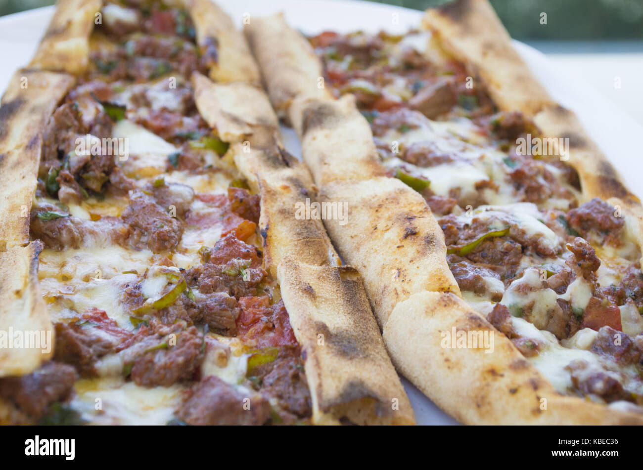 turkish traditional pita pide cheese and meat Stock Photo - Alamy