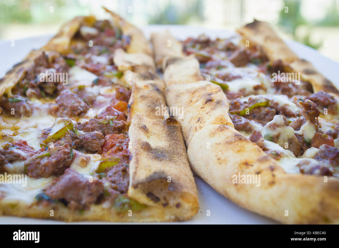 turkish traditional pita pide cheese and meat Stock Photo - Alamy