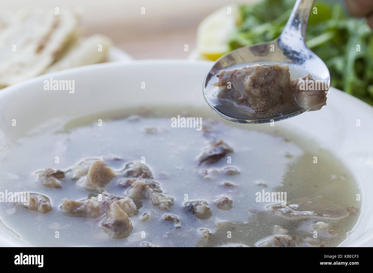 turkish traditional tripe soup; iskembe corbasi and offal soup Stock ...