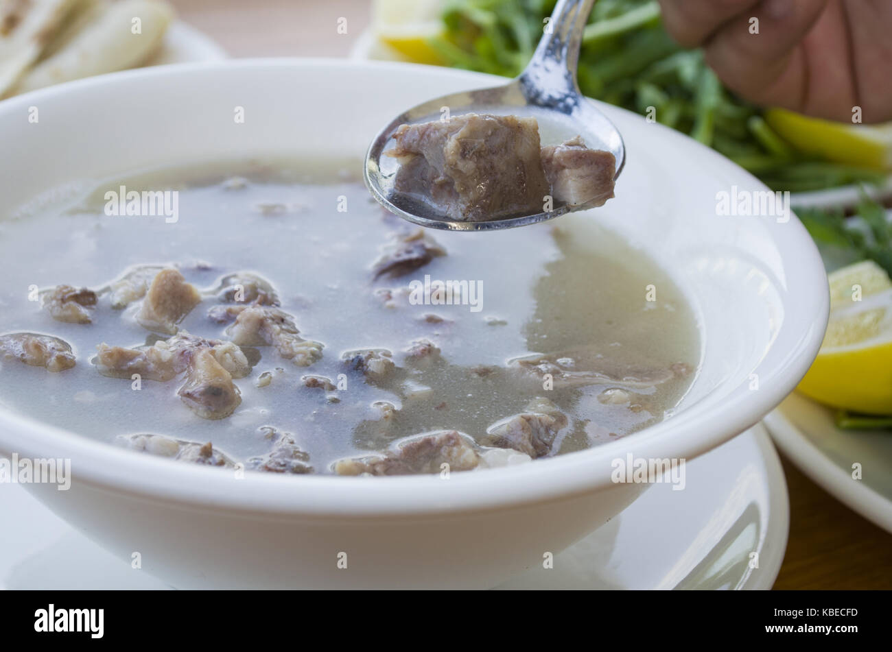 turkish traditional tripe soup; iskembe corbasi and offal soup Stock ...