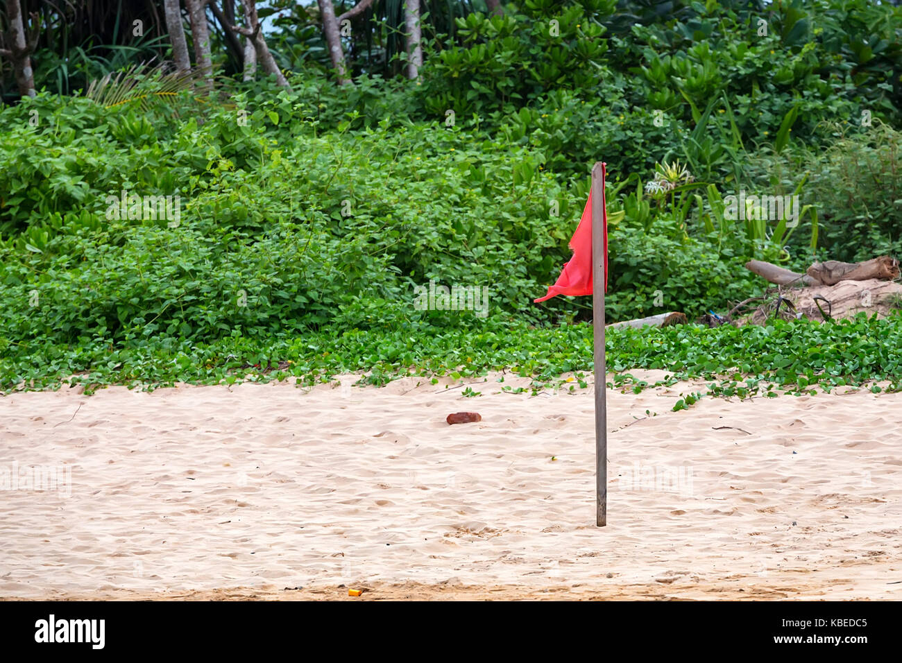 Red warning flag on beach Stock Photo - Alamy
