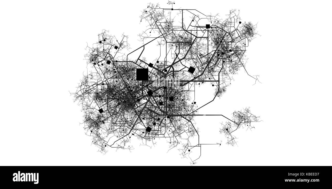 Intricate Fictional City Map with Roads and Buildings Top View Stock ...