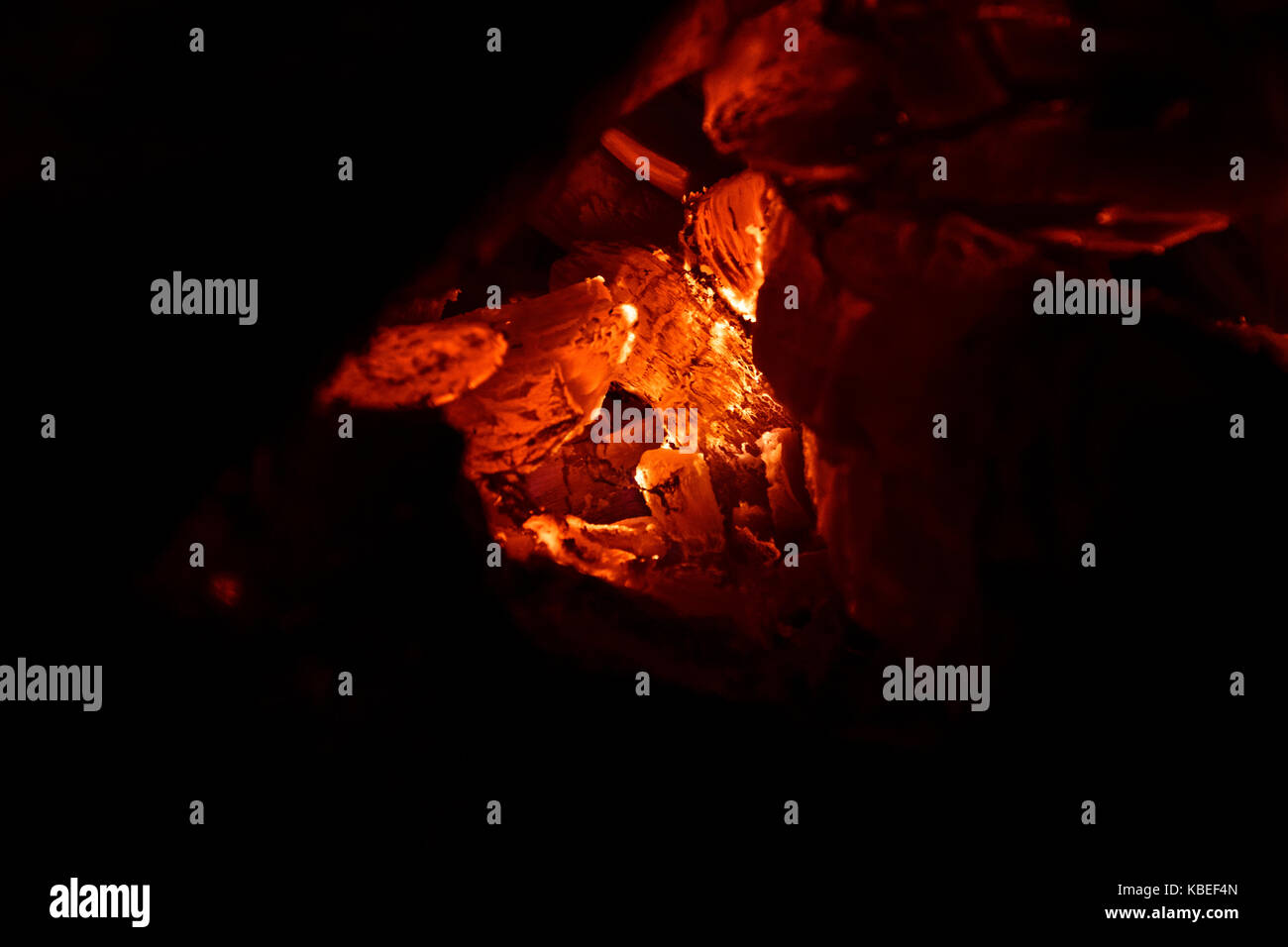 Close-Up Of Brightly Burning Embers From Campfire Stock Photo - Alamy