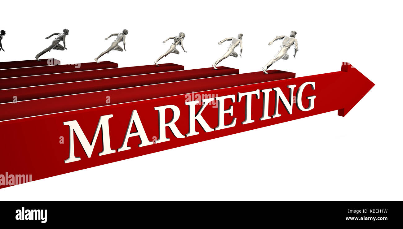 Marketing Solutions with Business People Running To Success Stock Photo ...