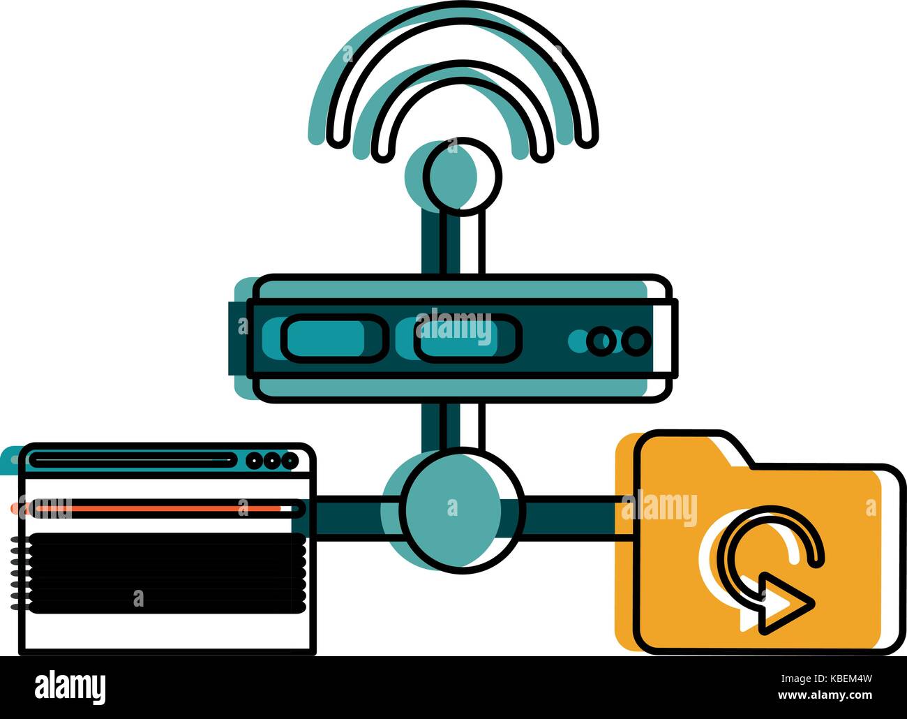 Wifi folder file internet Stock Vector Images - Alamy