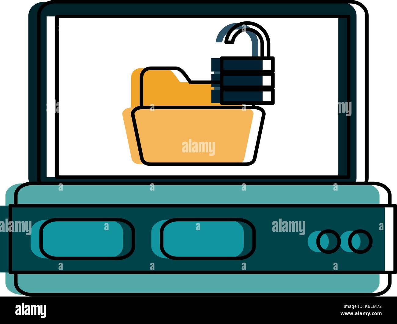 file folder with safety lock on computer screen icon image Stock Vector ...
