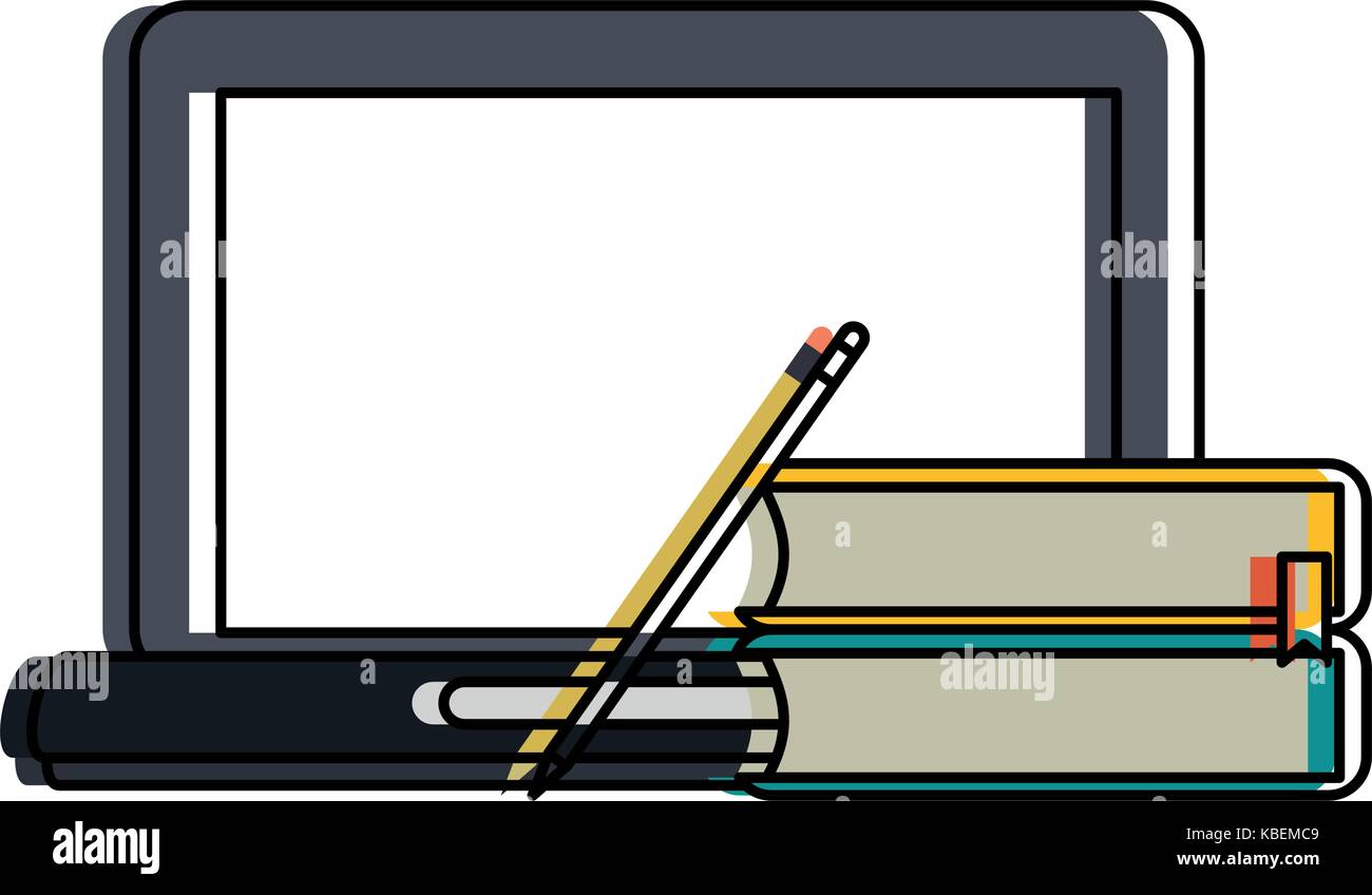 Laptop blank screen books Stock Vector Images - Alamy