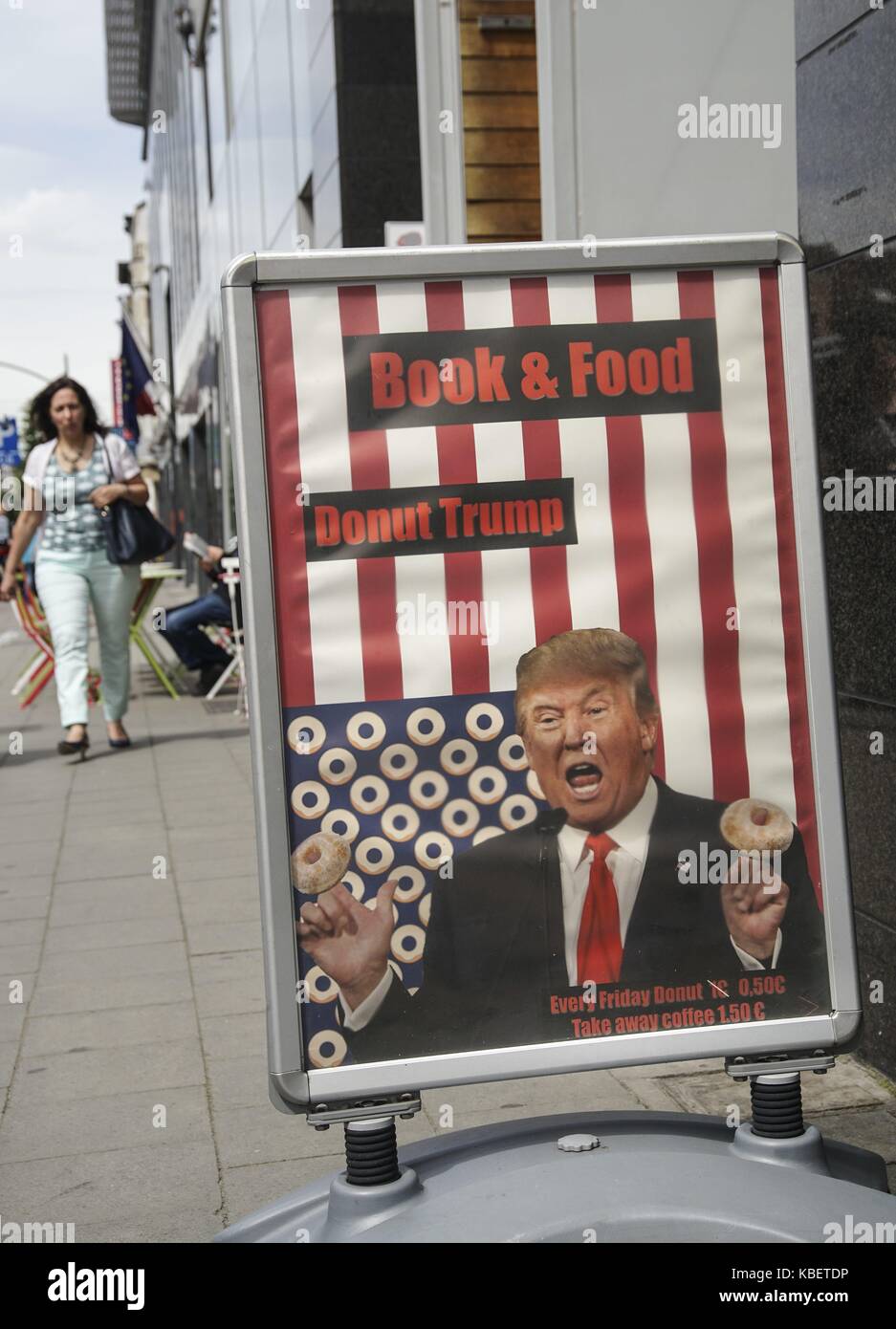 The US President Donald Trump on a advertising poster in Brussels near ...