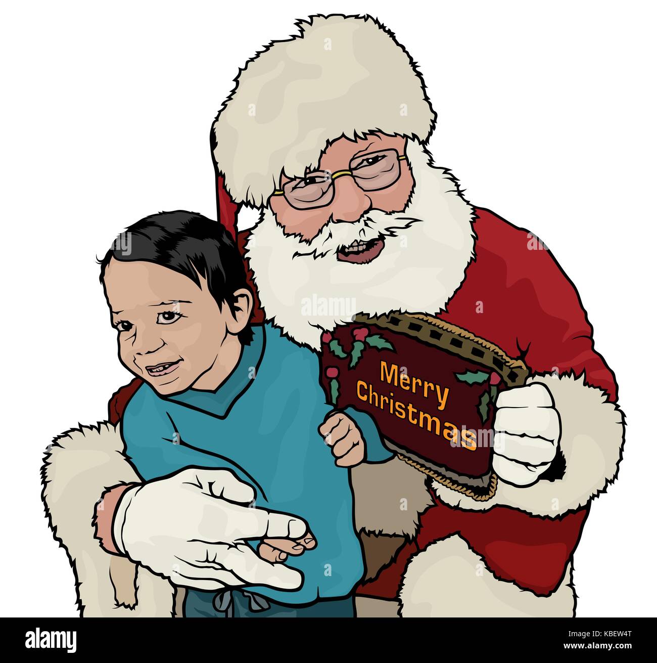 Santa Claus Hugging Little Boy Stock Vector Image & Art - Alamy