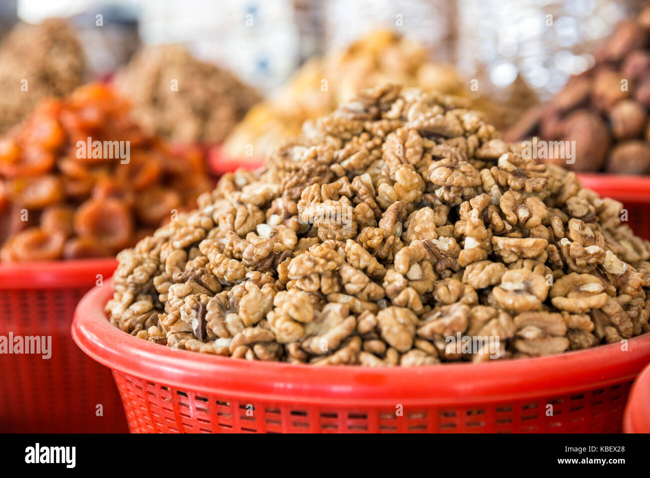 Peeled walnuts on the market counter close up Stock Photo - Alamy