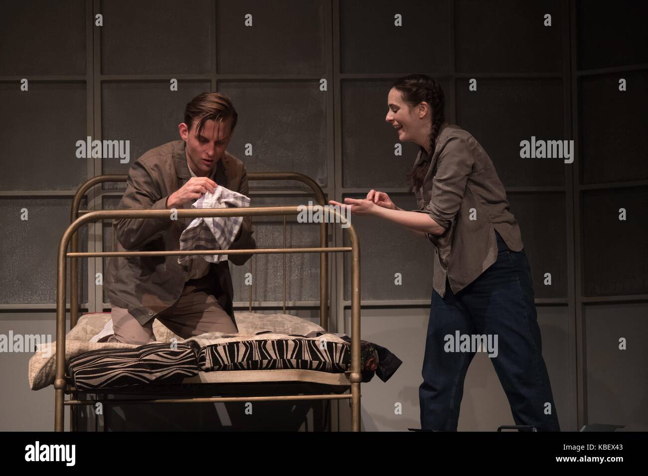 Actors Alexander Finkenwirth, Luisa Taraz in a scene from George Orwell ...