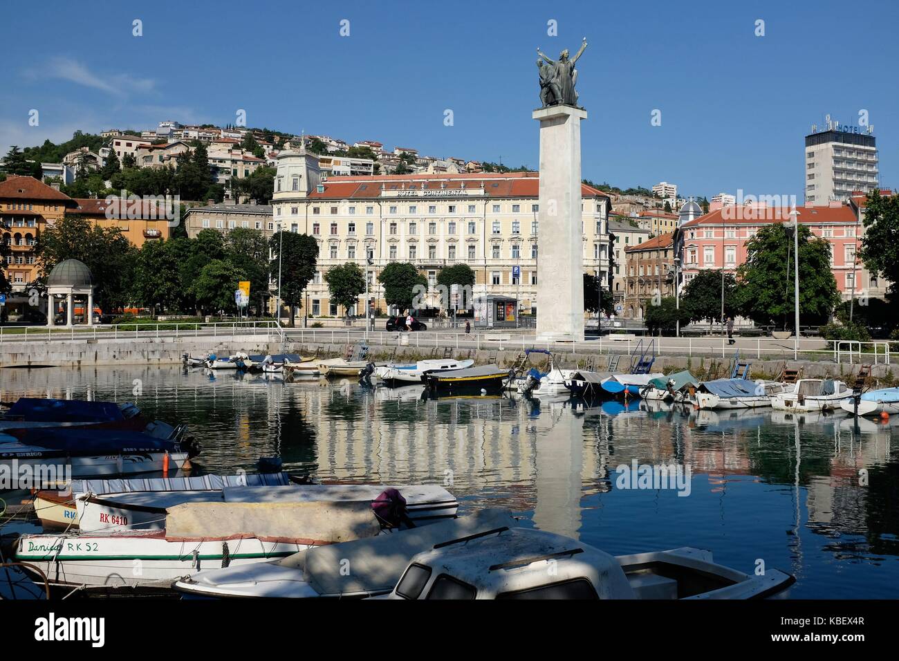 Rijeka city panorama with the inner harbour, the river Rjecina the area ...