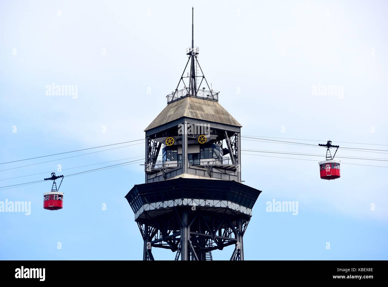 Funicular railway at the port of Barcelona (Spain), 21 July 2017 ...