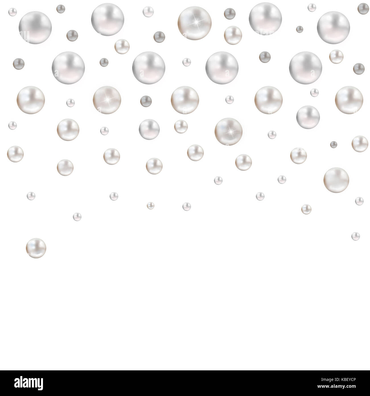 Pearl. Falling different sized pearls with sparkle isolated on white ...