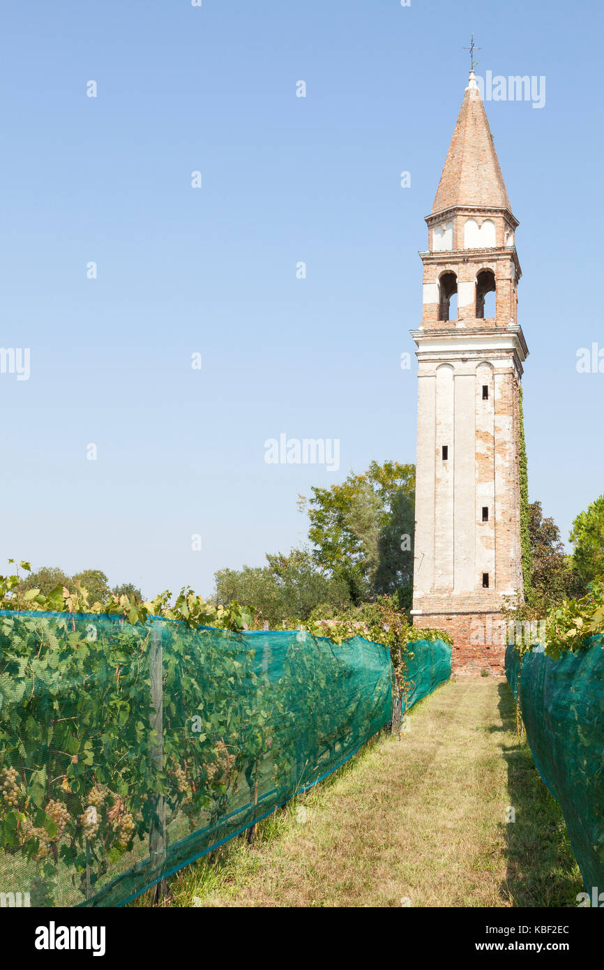 Mazzorbo, Venice, Veneto, Italy. Ancient bell tower of Santa Caterina ...